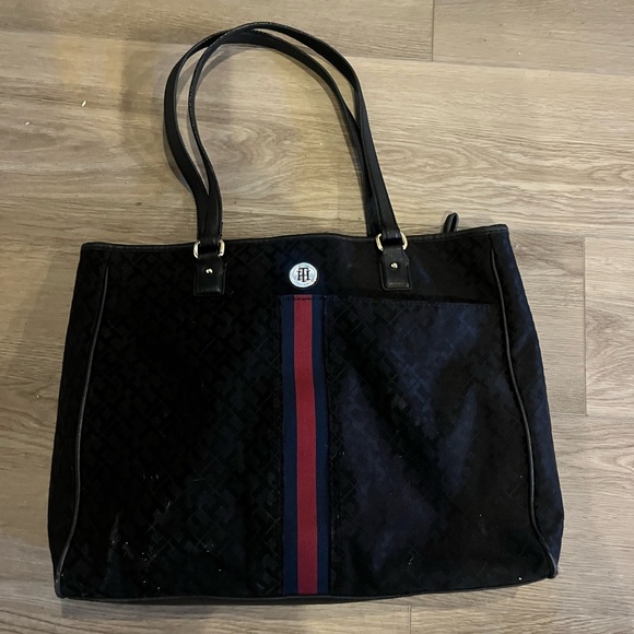 Tommy Hilfiger | Bags | Tommy Hilfiger Women Tote Bag Black Th Logo ...